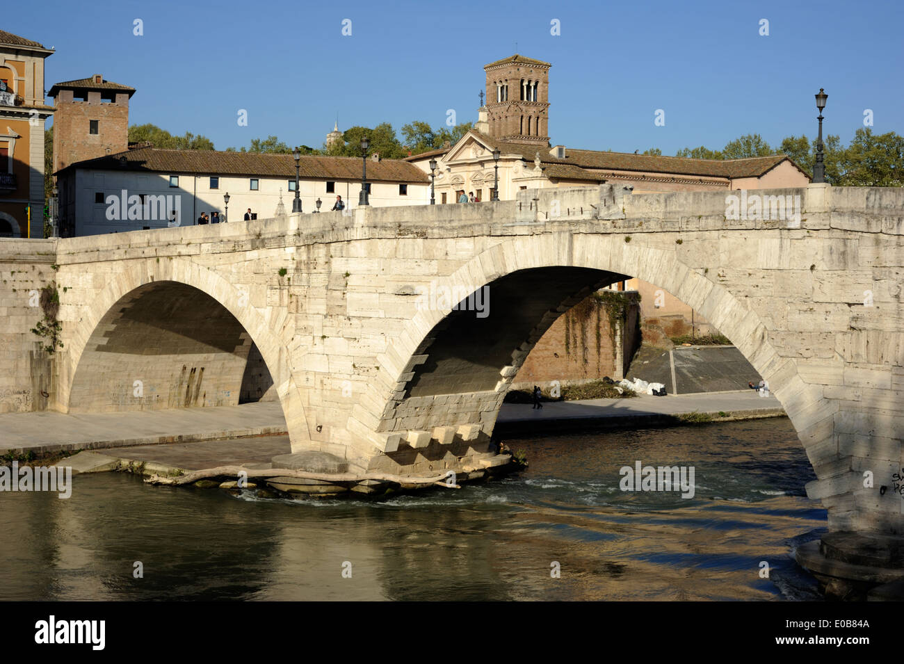 Italy, Rome, Tiber river, Isola Tiberina, Ponte Cestio, Pons Cestius ...