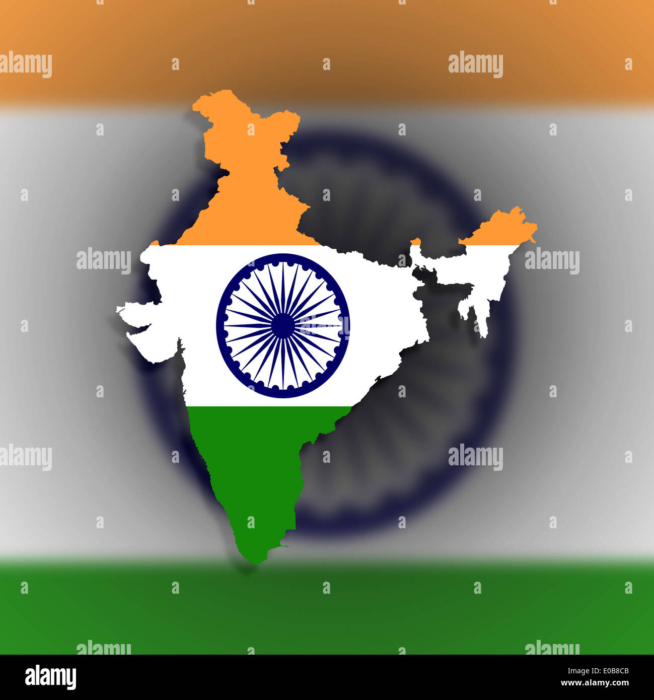 Map of India filled with flag isolated Stock Photo - Alamy