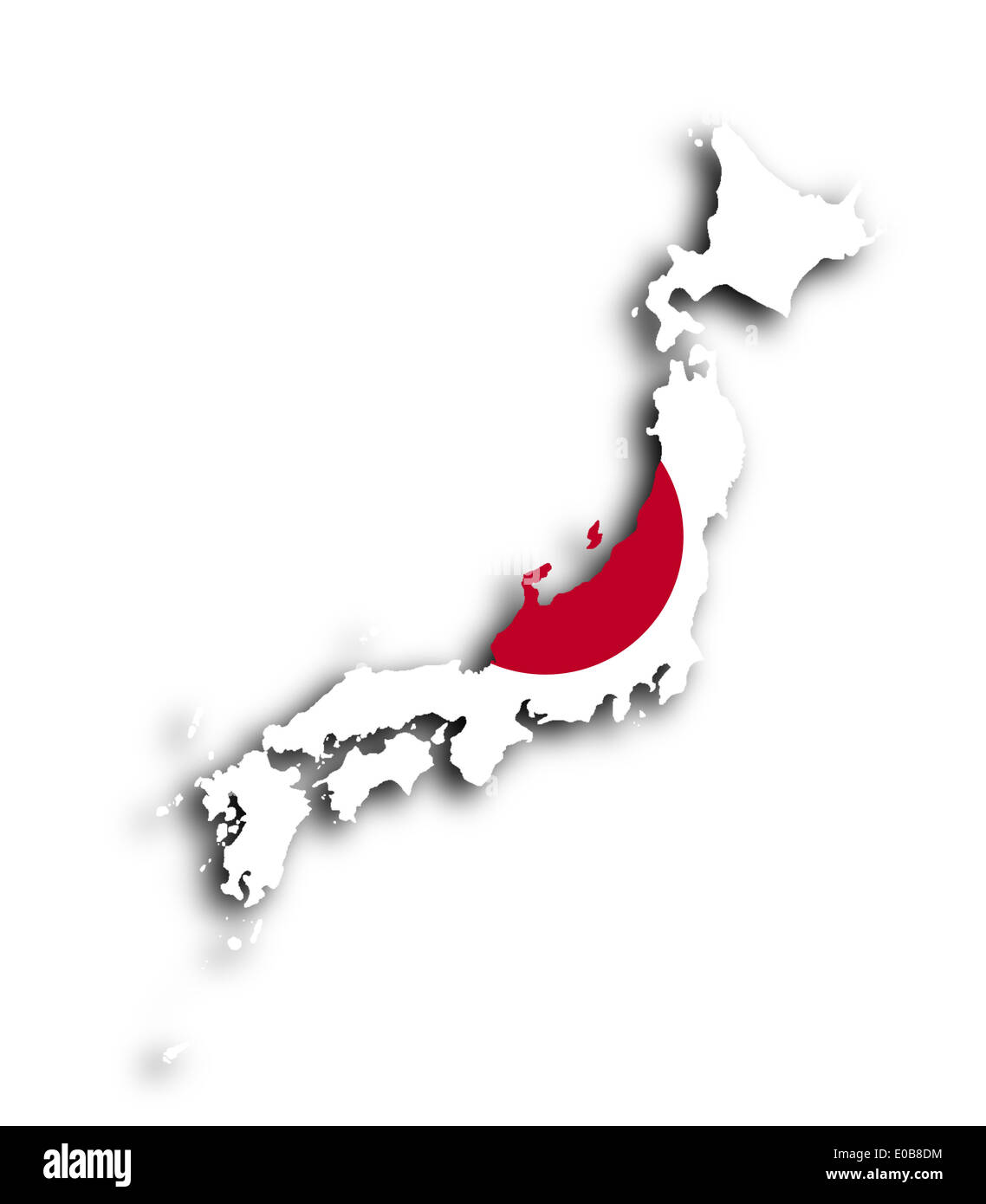 Japan map with the flag inside isolated Stock Photo - Alamy