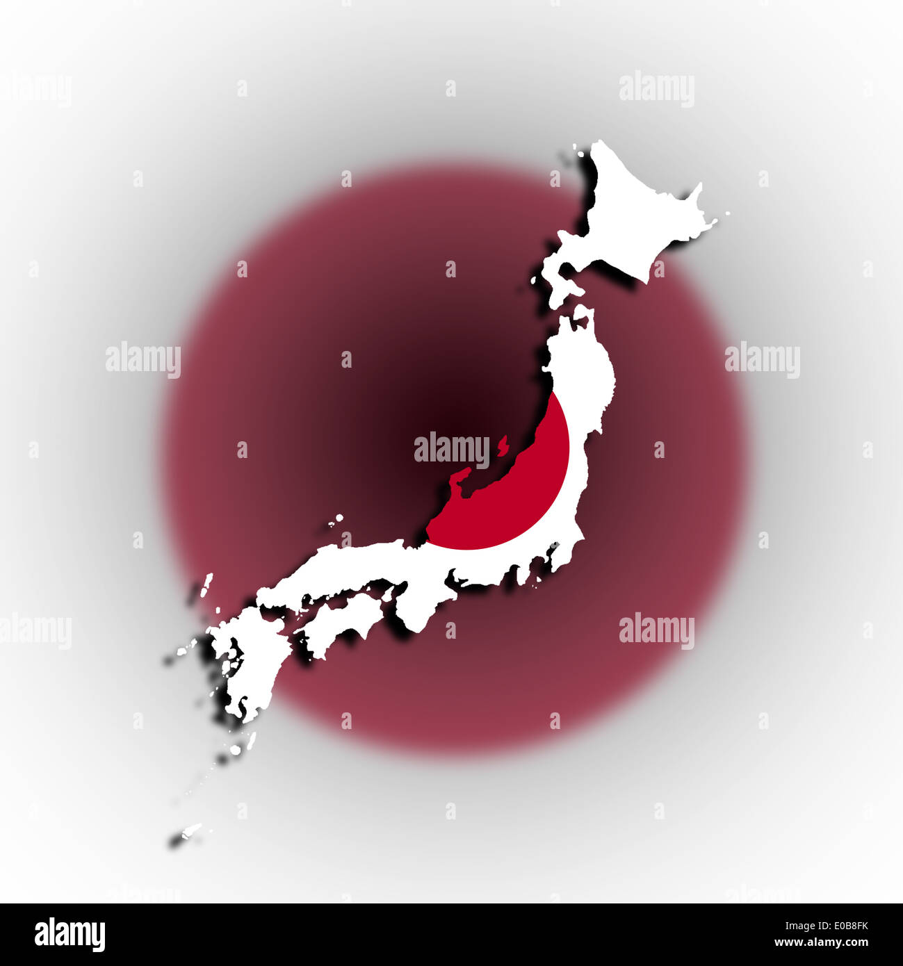 Japan map with the flag inside isolated Stock Photo - Alamy