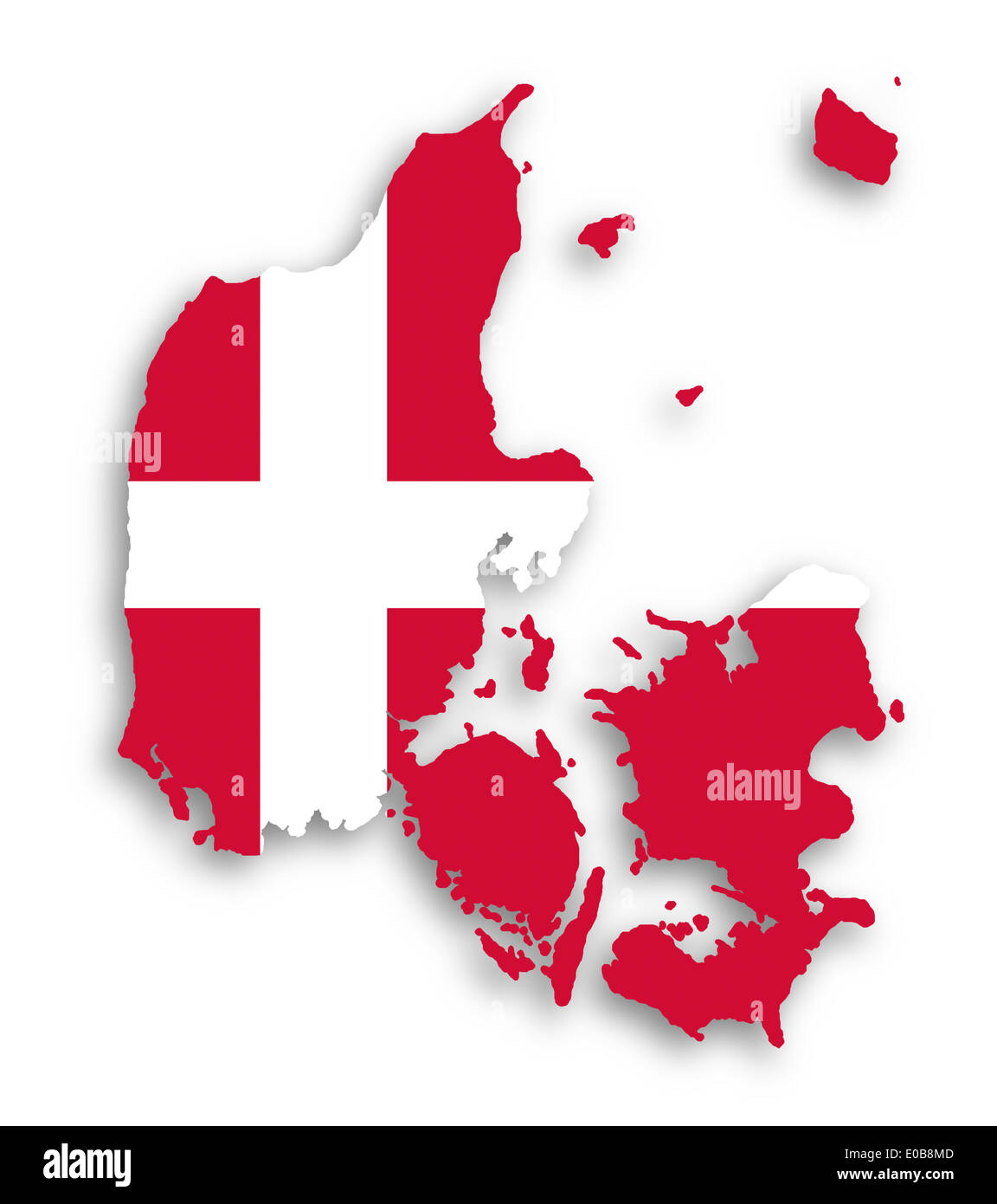 Map of Denmark filled with flag of the state isolated Stock Photo - Alamy