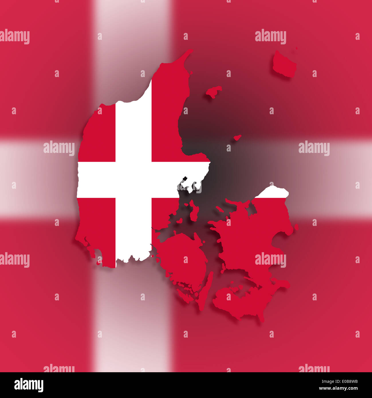 Map of Denmark filled with flag of the state isolated Stock Photo - Alamy