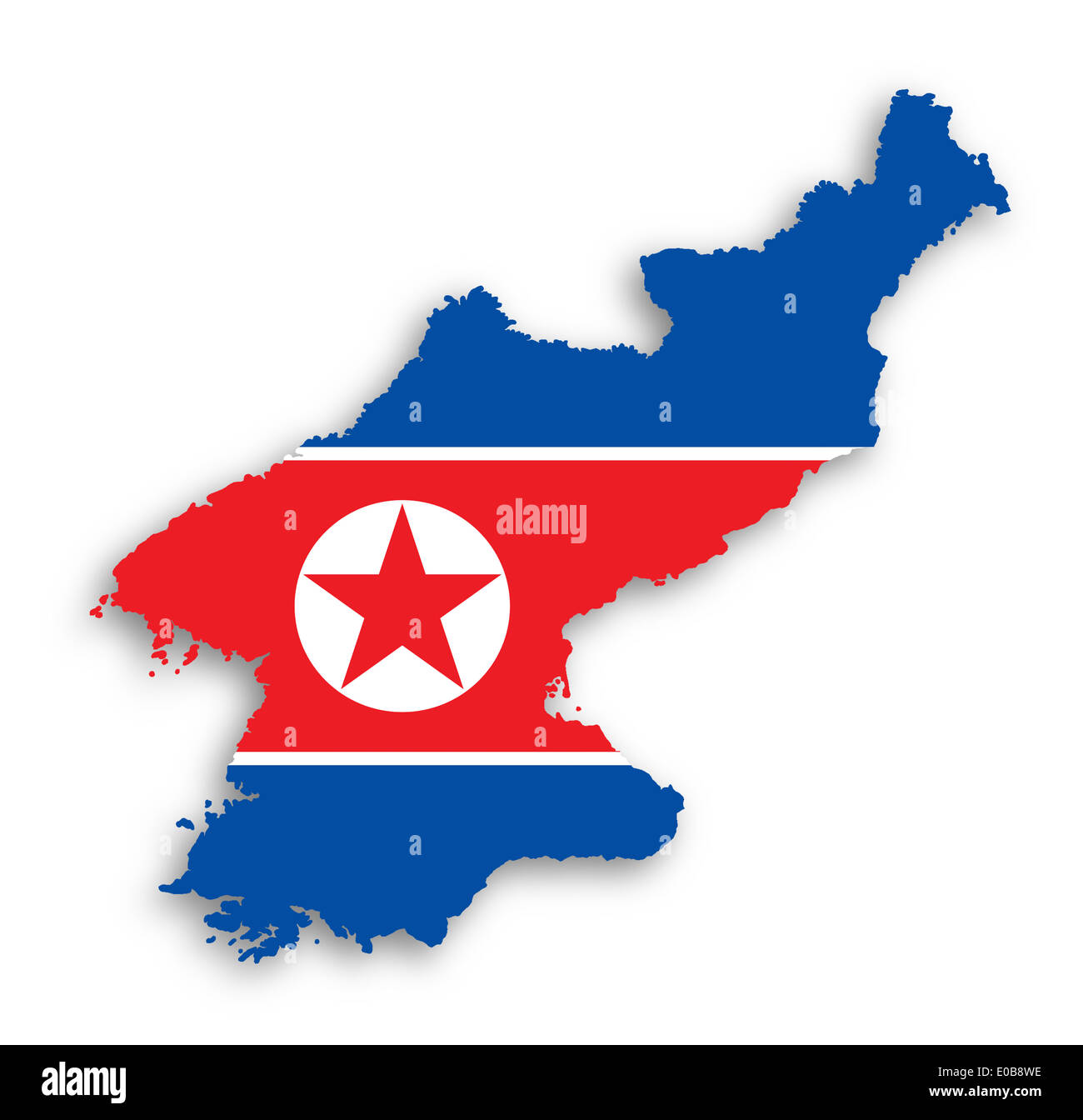 Map of North Korea with flag inside isolated Stock Photo - Alamy