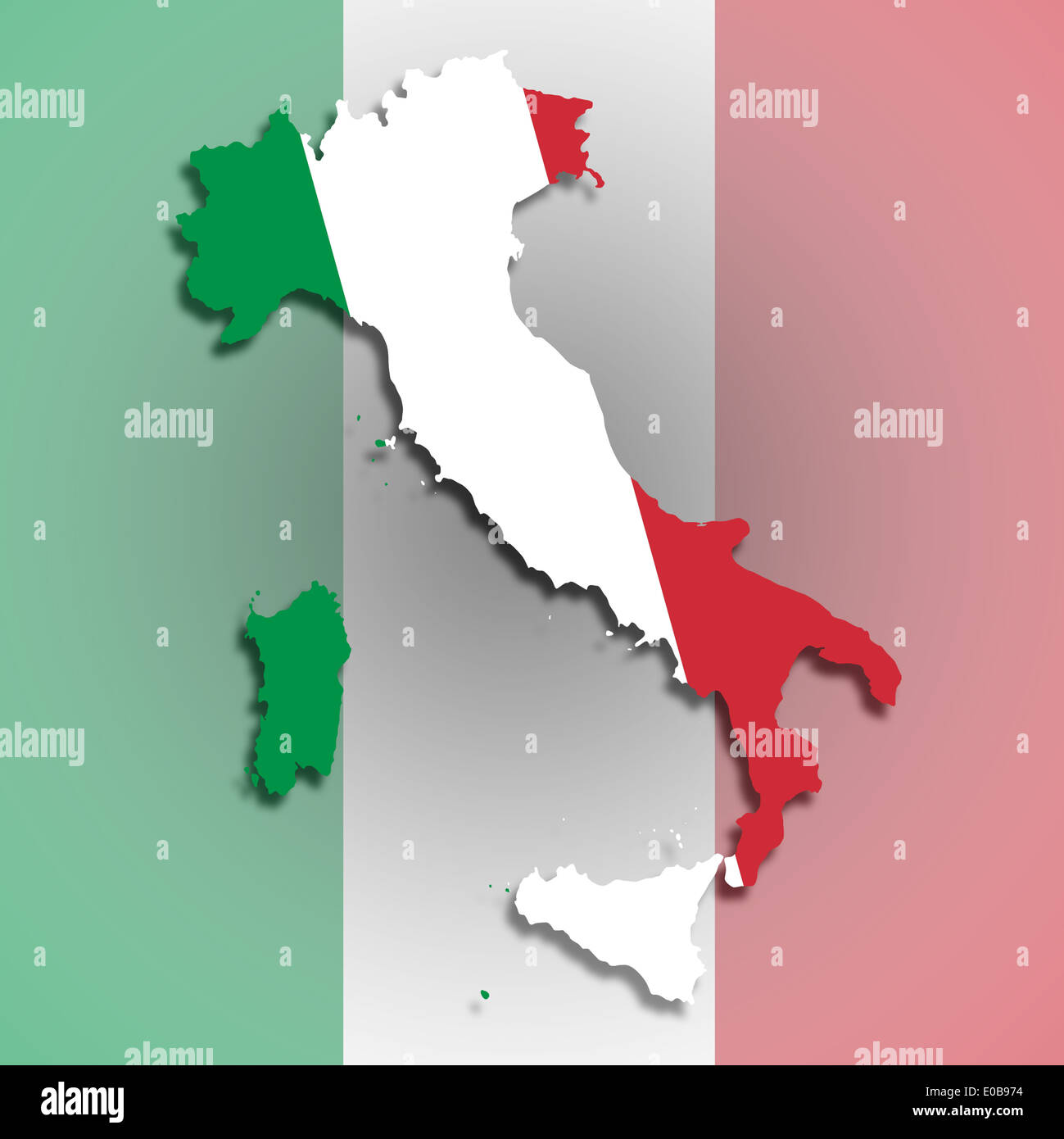 Map of Italy filled with flag isolated Stock Photo - Alamy