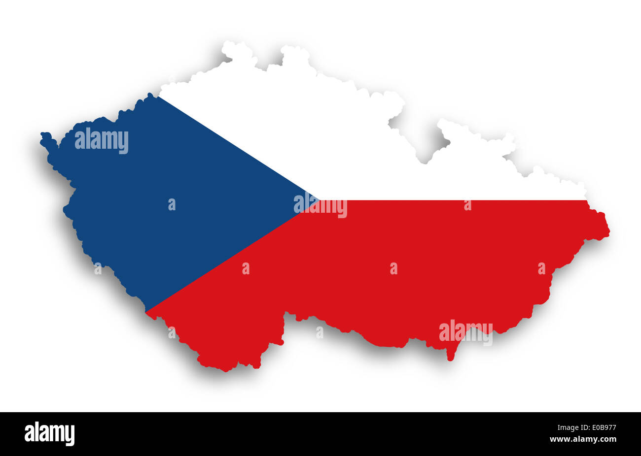 Map of The Czech Republic filled with flag isolated Stock Photo - Alamy