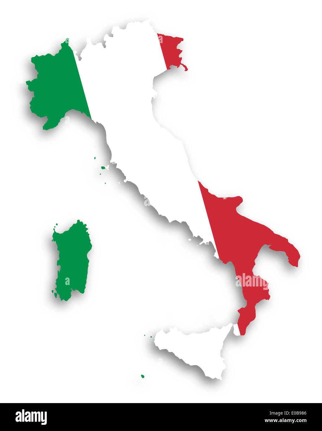 Map of Italy filled with flag isolated Stock Photo - Alamy