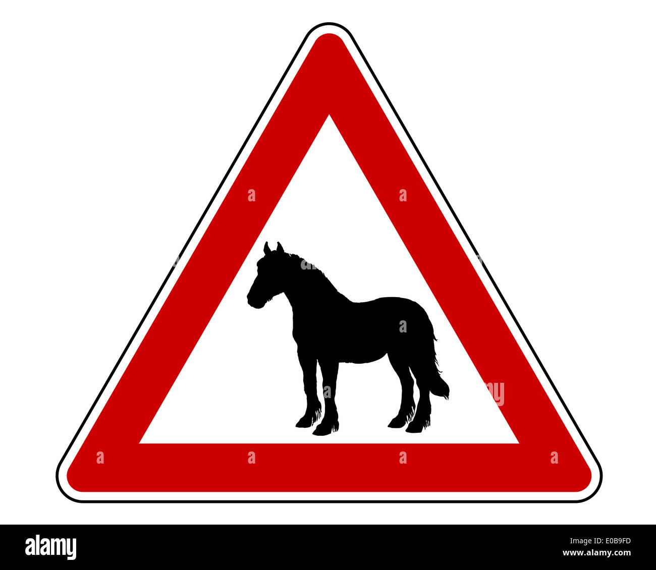 Horse warning sign Stock Photo - Alamy