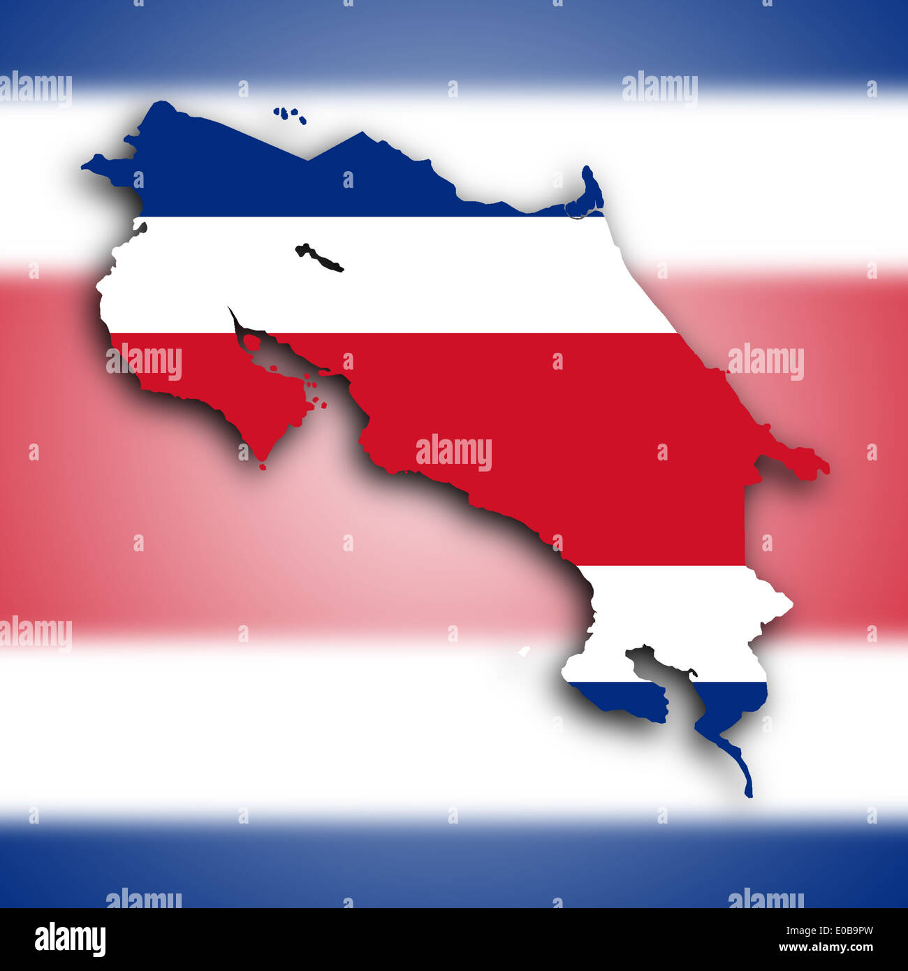 Map of Costa Rica filled with the national flag Stock Photo - Alamy