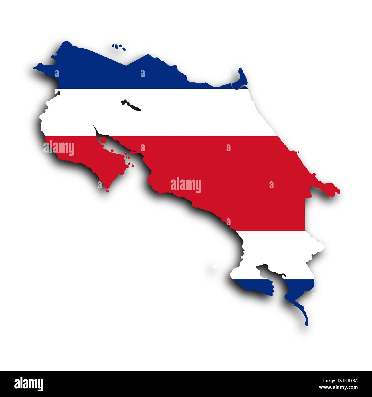 Map of Costa Rica filled with the national flag Stock Photo - Alamy