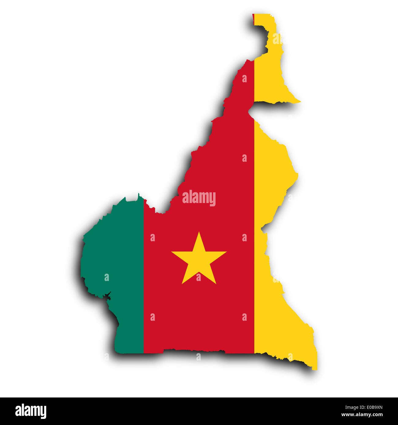 Map of Cameroon filled with the national flag Stock Photo - Alamy