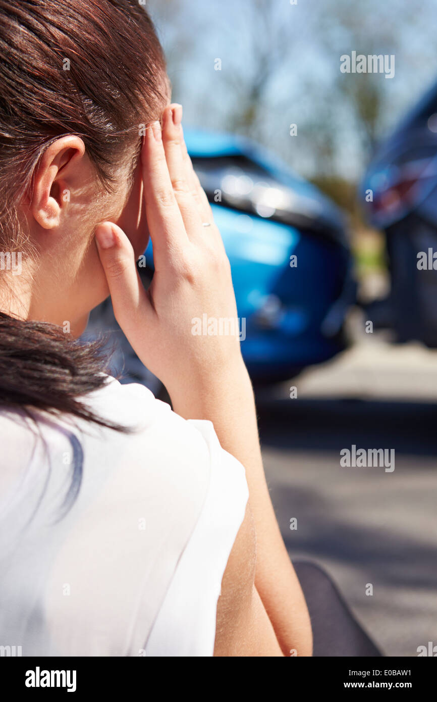 Driver Making Phone Call After Traffic Accident Stock Photo - Alamy