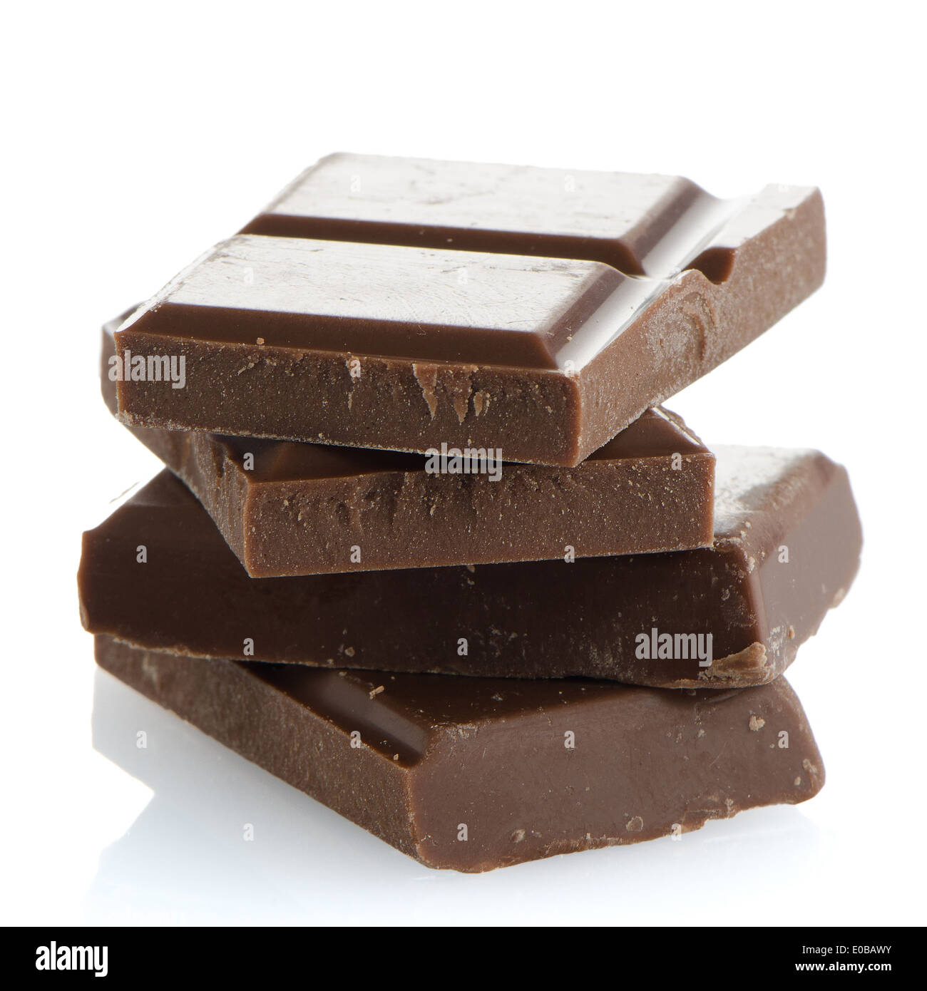 Closeup detail of chocolate parts on white background Stock Photo - Alamy
