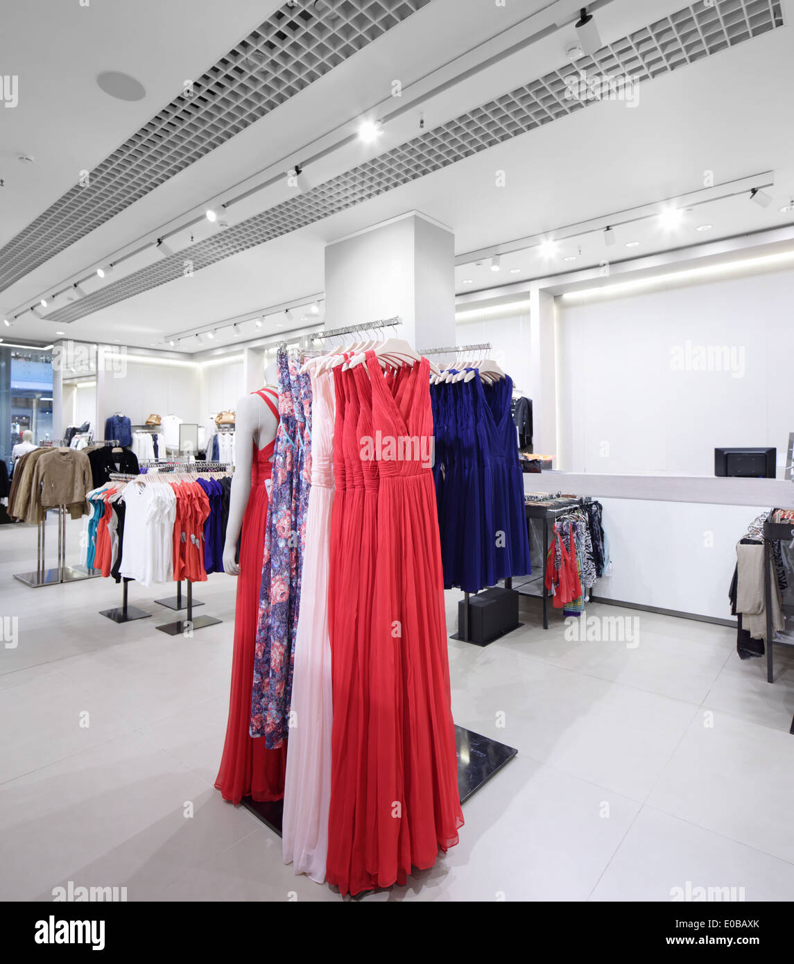 luxury and fashionable brand new interior of cloth store Stock Photo ...