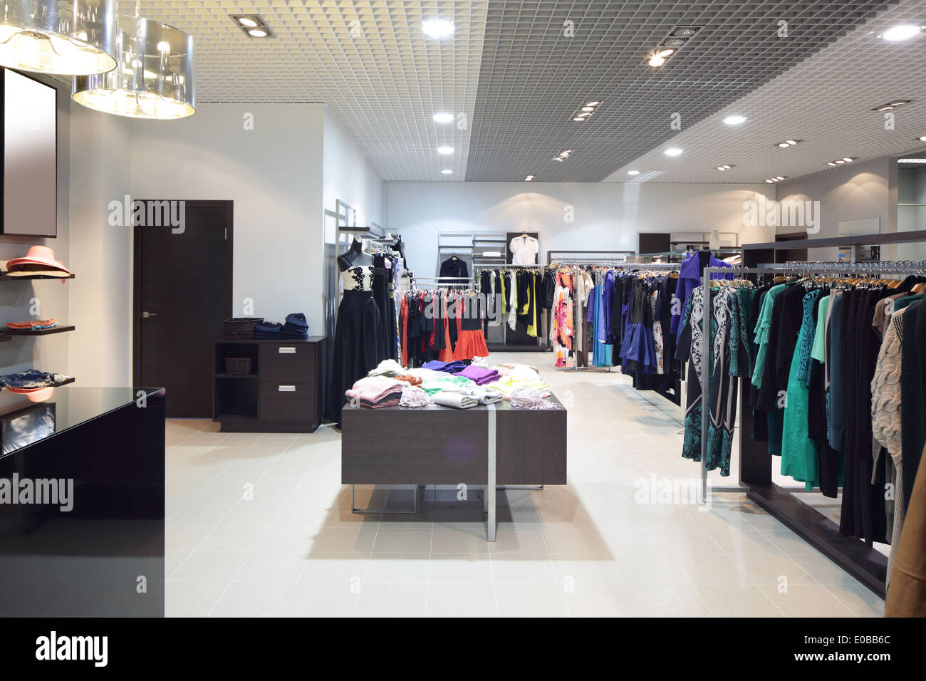 luxury and fashionable brand new interior of cloth store Stock Photo ...