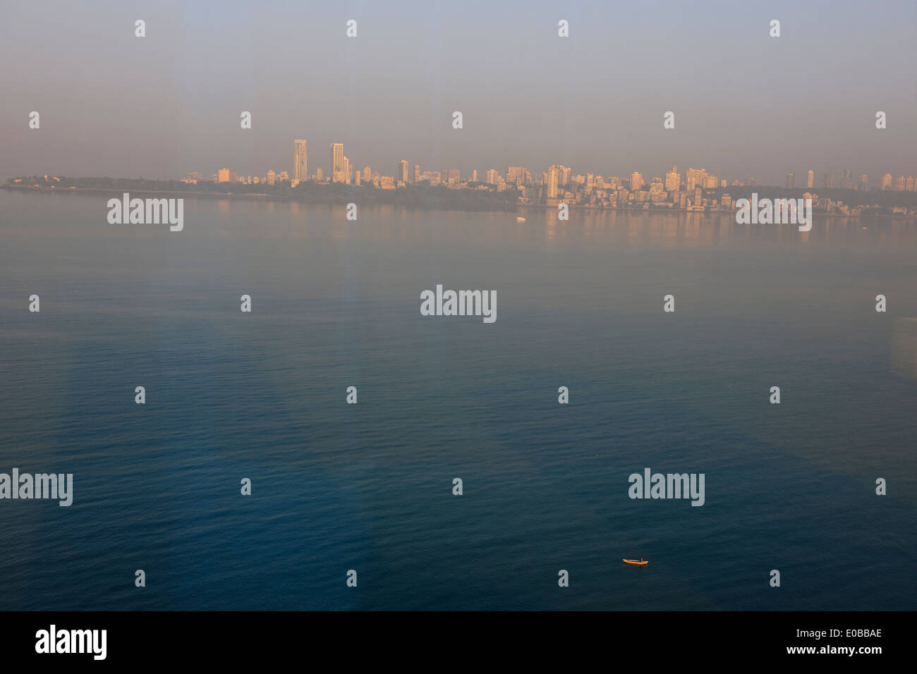 Sea views from Marine Drive to Southern Mumbai,early fisherman in ...