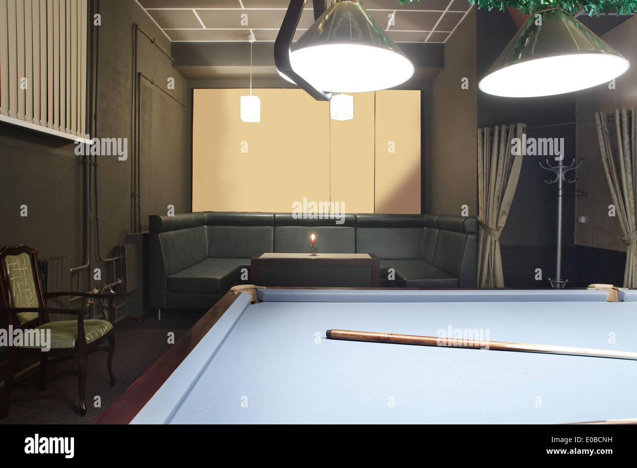 brand new and modern billiard interior in night time Stock Photo - Alamy