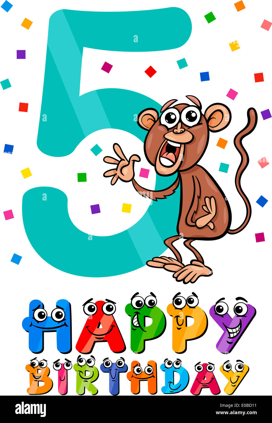 Cartoon Illustration of the Fifth Birthday Anniversary Design for ...