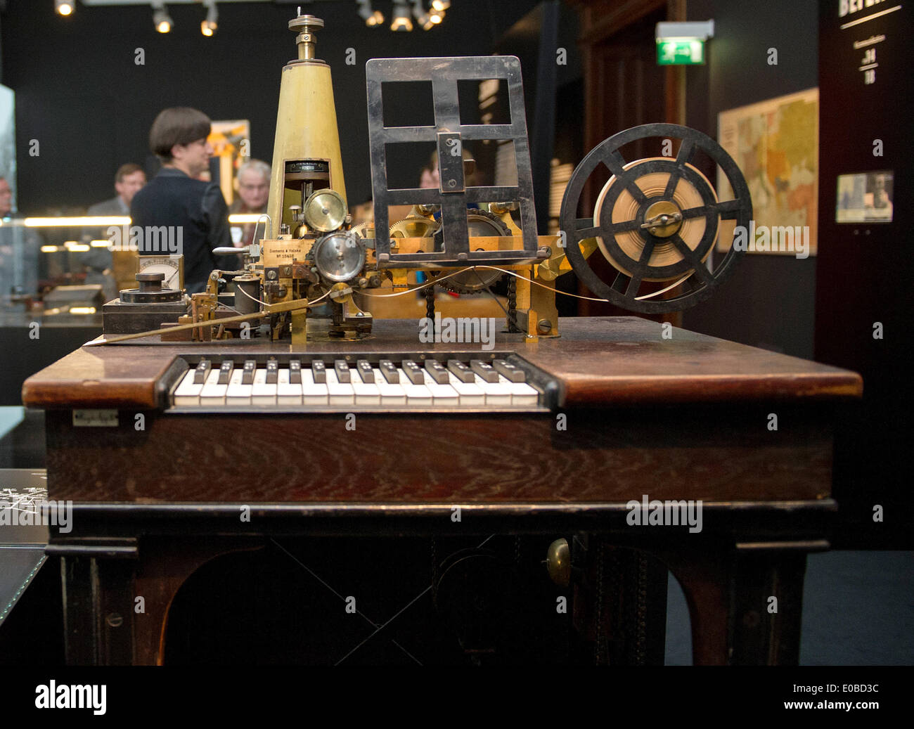 Berlin, Germany. 08th May, 2014. A historic telegraph is on display at ...