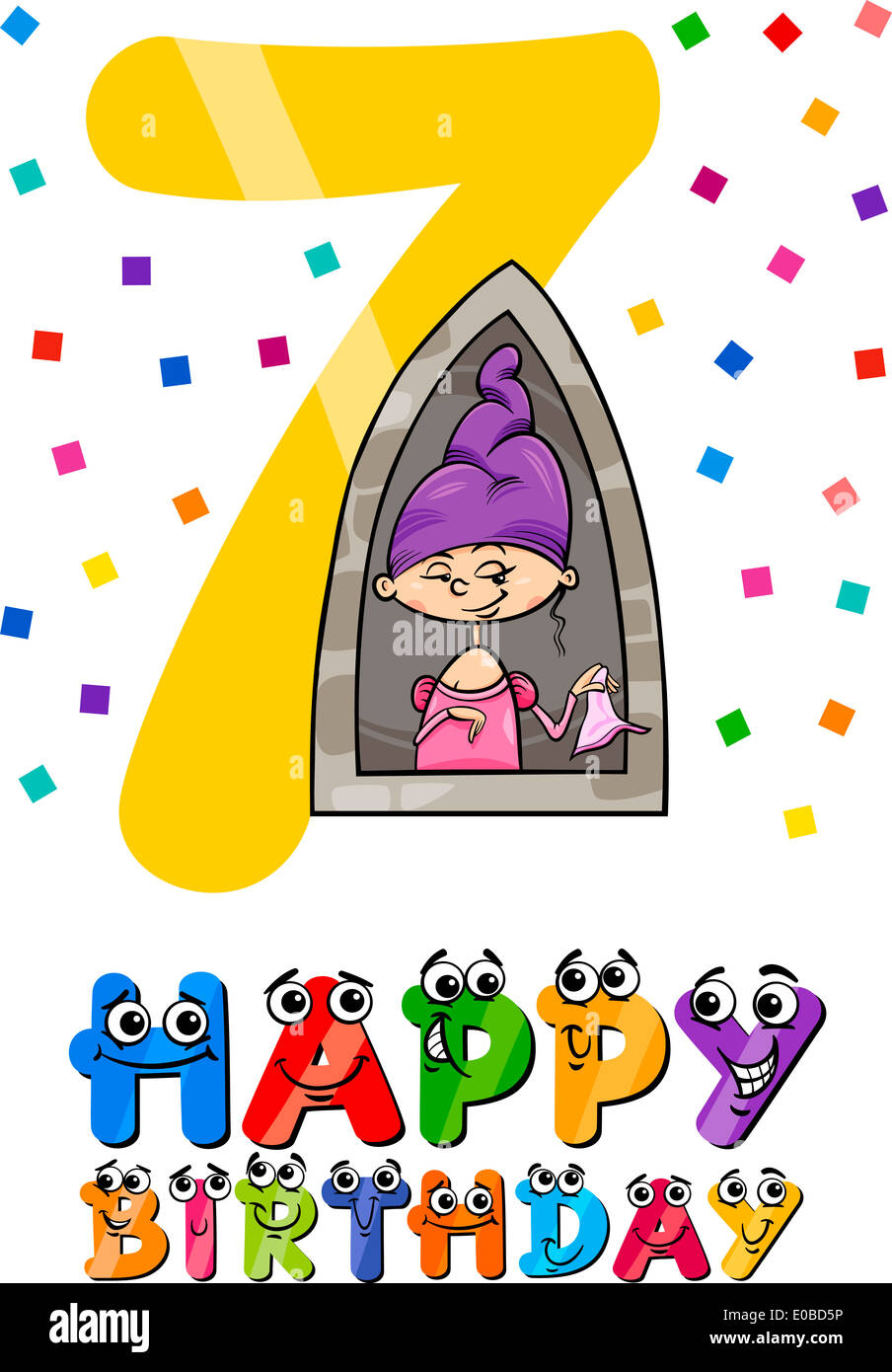 Cartoon Illustration of the Seventh Birthday Anniversary Design for ...