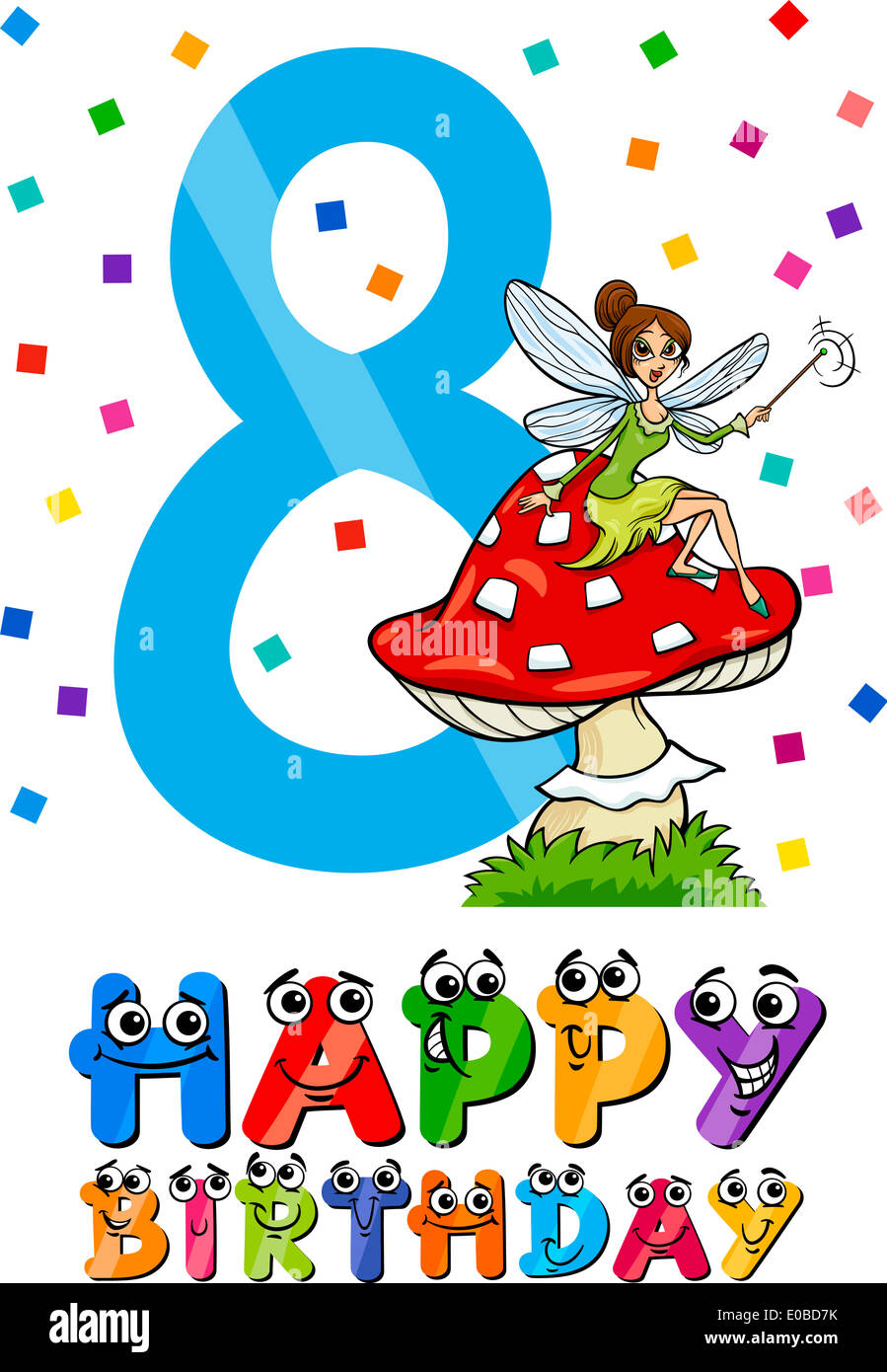 Cartoon Illustration of the Eighth Birthday Anniversary Design for ...