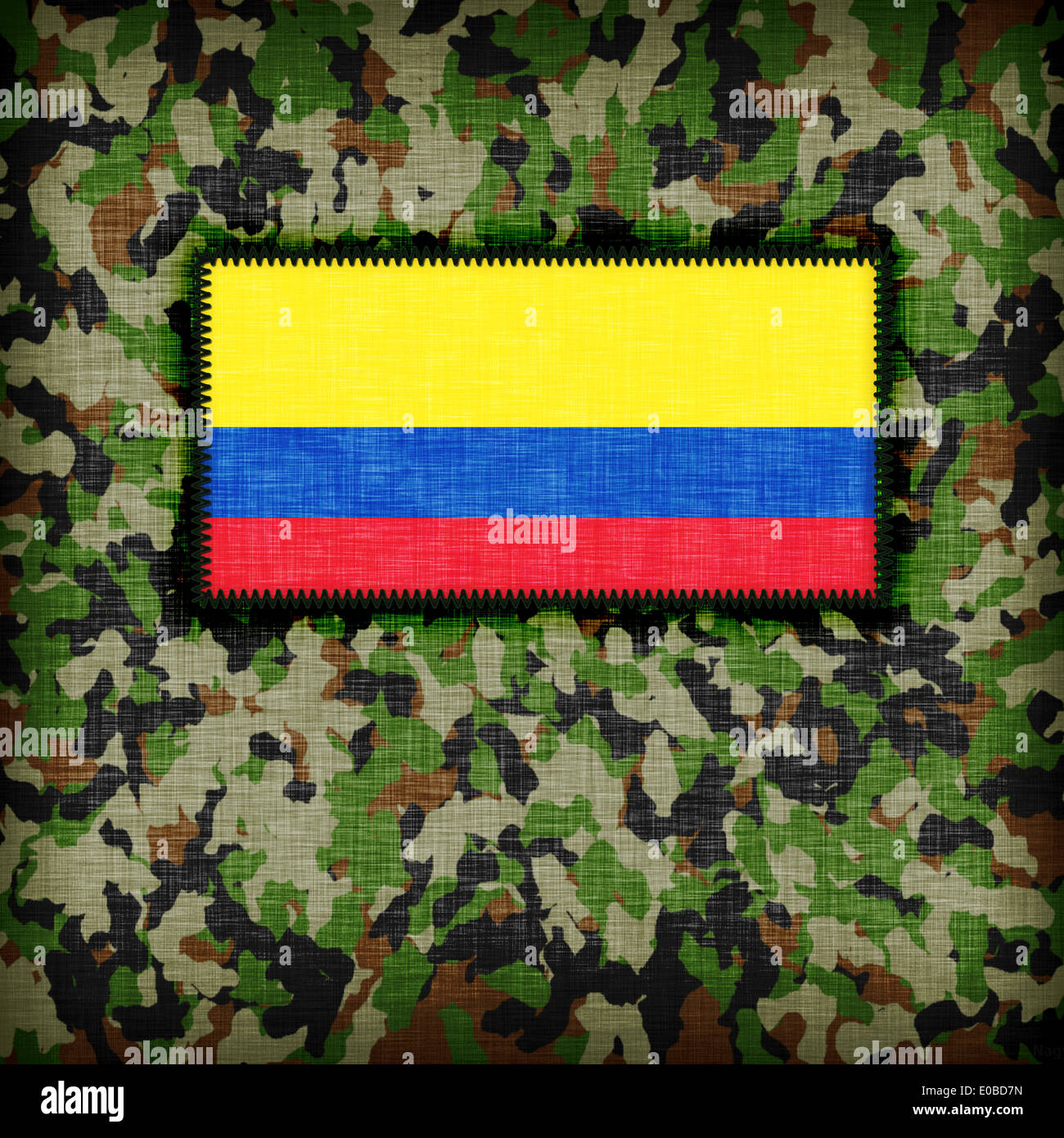 Amy camouflage uniform with flag on it Colombia Stock Photo - Alamy