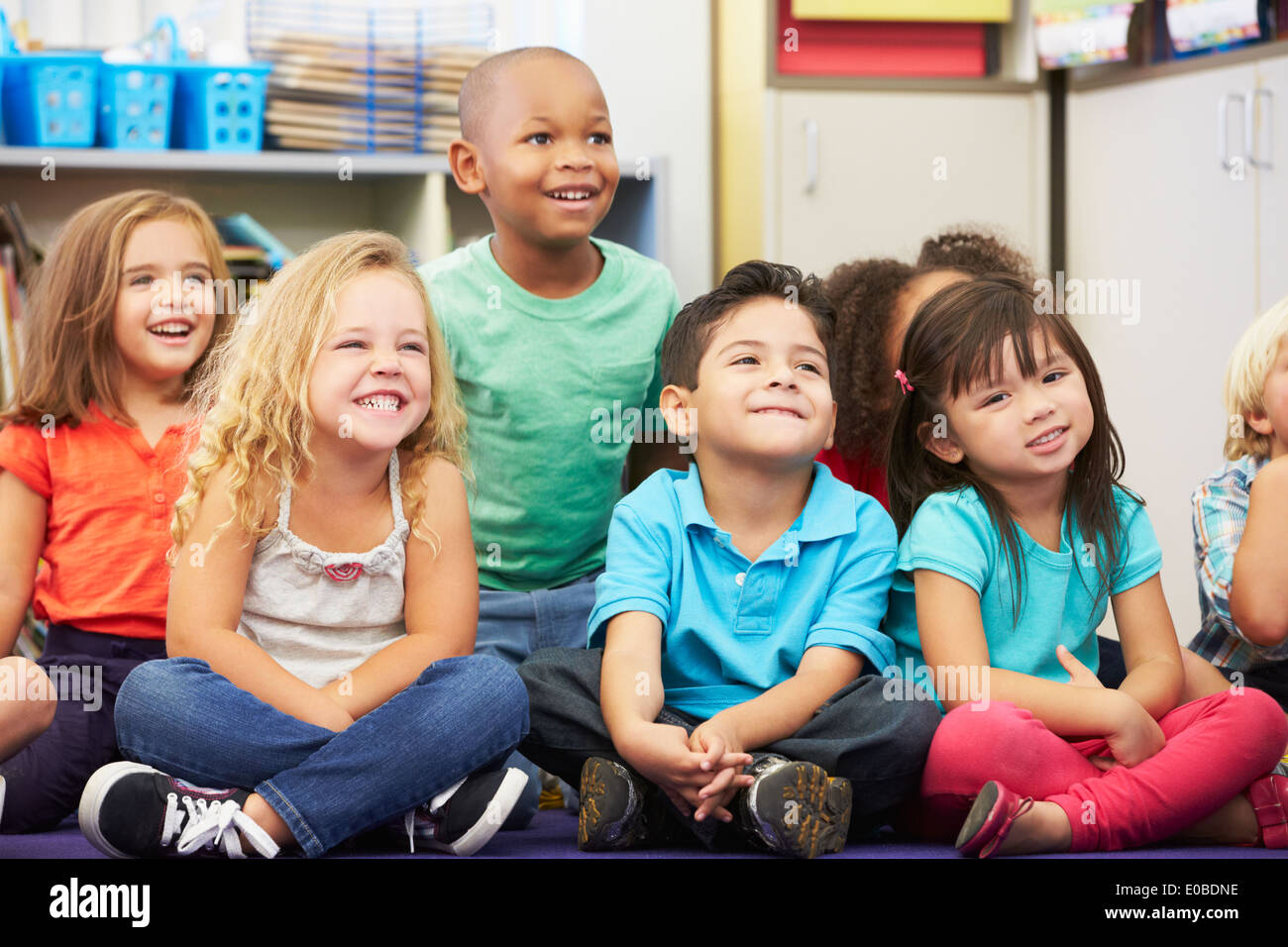 Group of Elementary Pupils In Classroom Stock Photo - Alamy