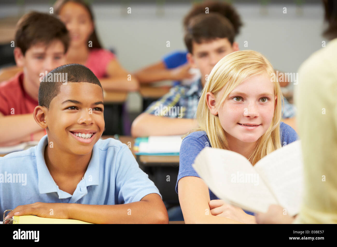 Teacher Reading To Class Of Pupils Stock Photo - Alamy