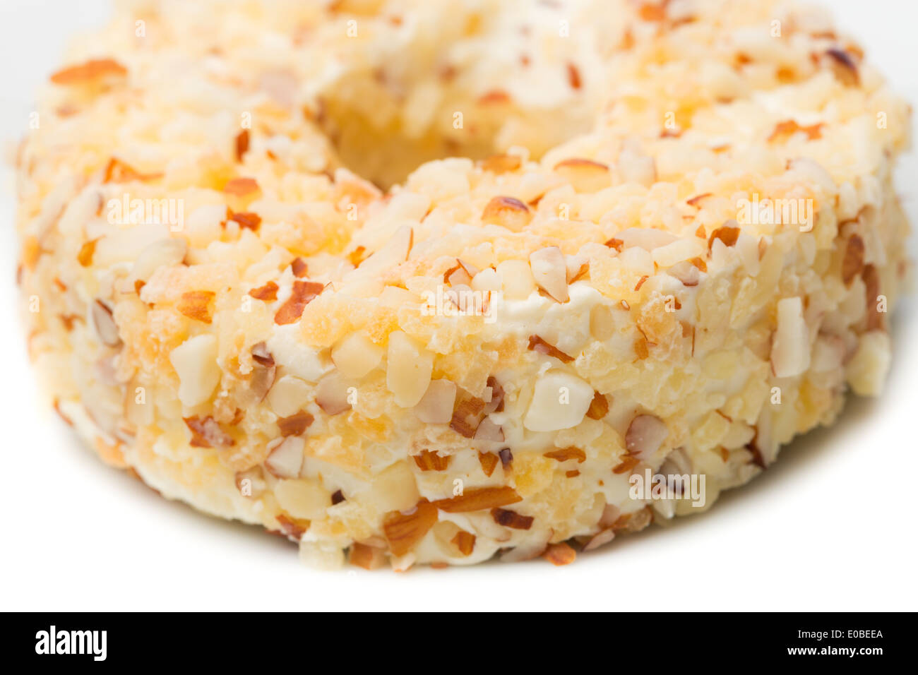 Round sweet dessert cheese with nuts and pineapple closeup Stock Photo ...