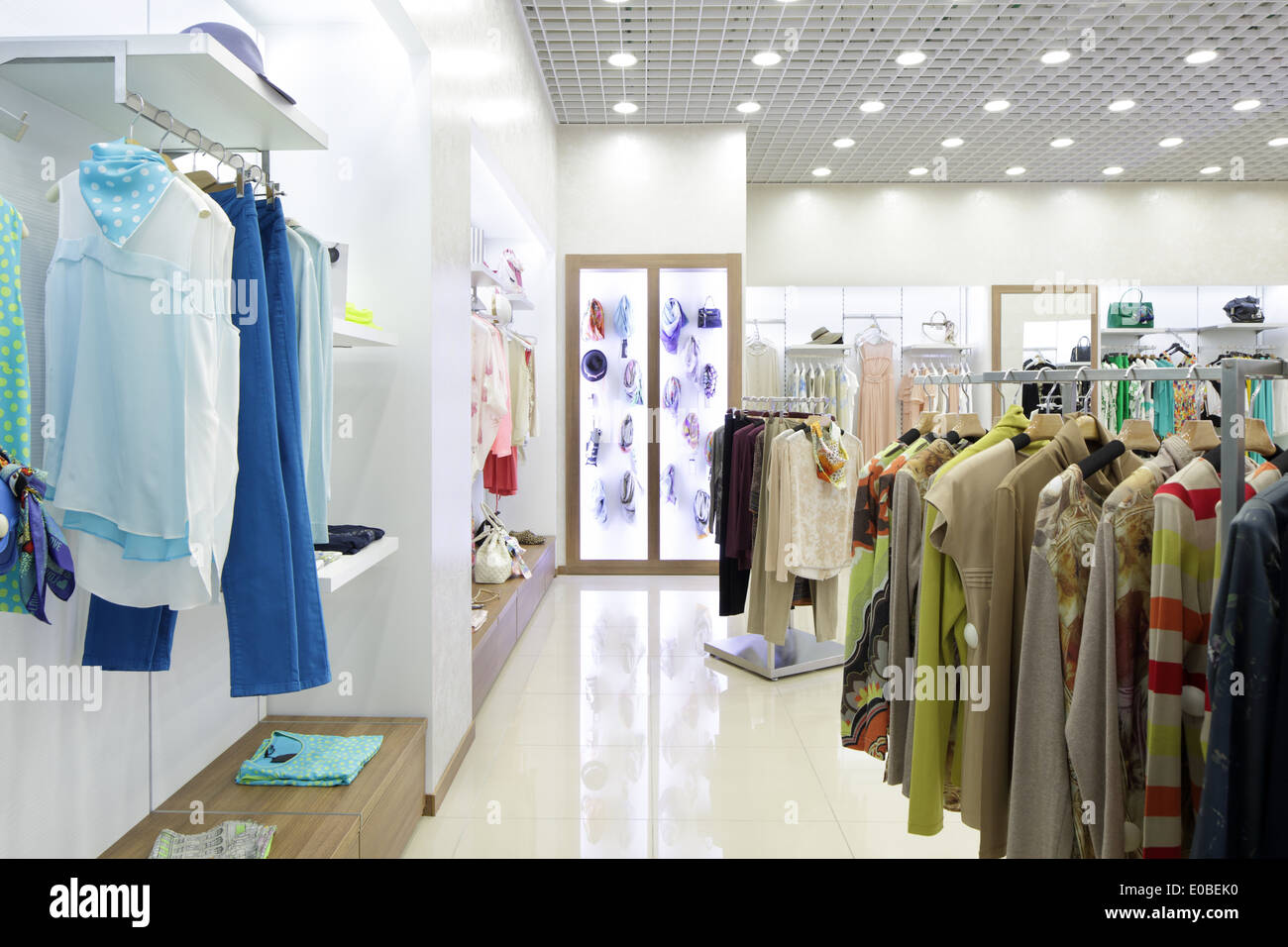 luxury and fashionable brand new interior of cloth store Stock Photo ...