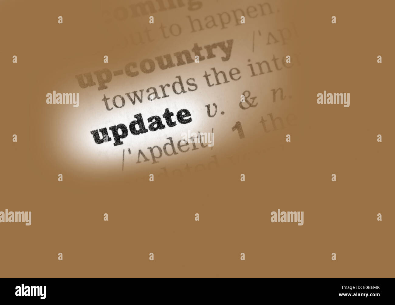 Update Dictionary Definition single word with soft focus Stock Photo ...