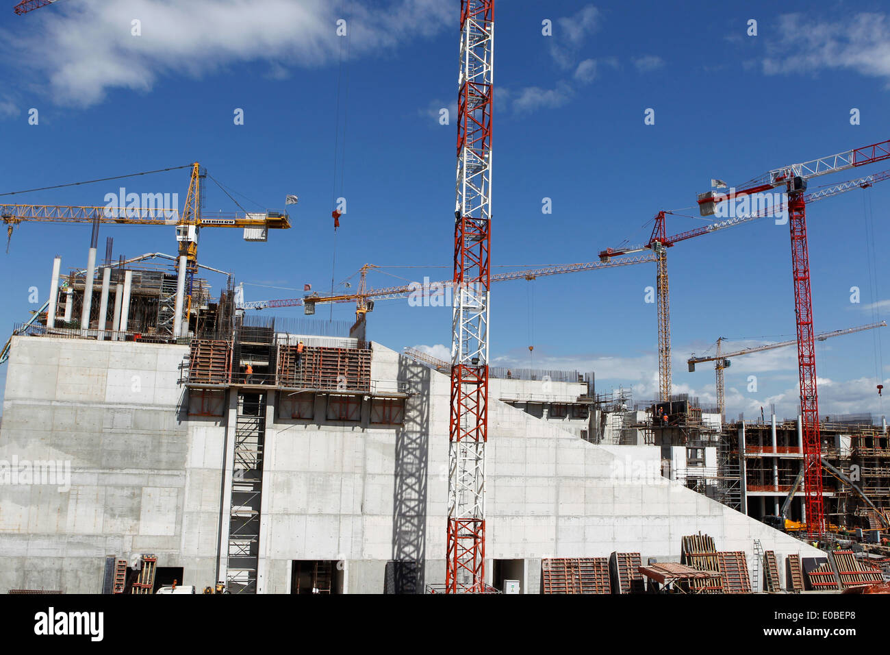 Cranes operate at the construction site of the Stavros Niarchos Culture ...