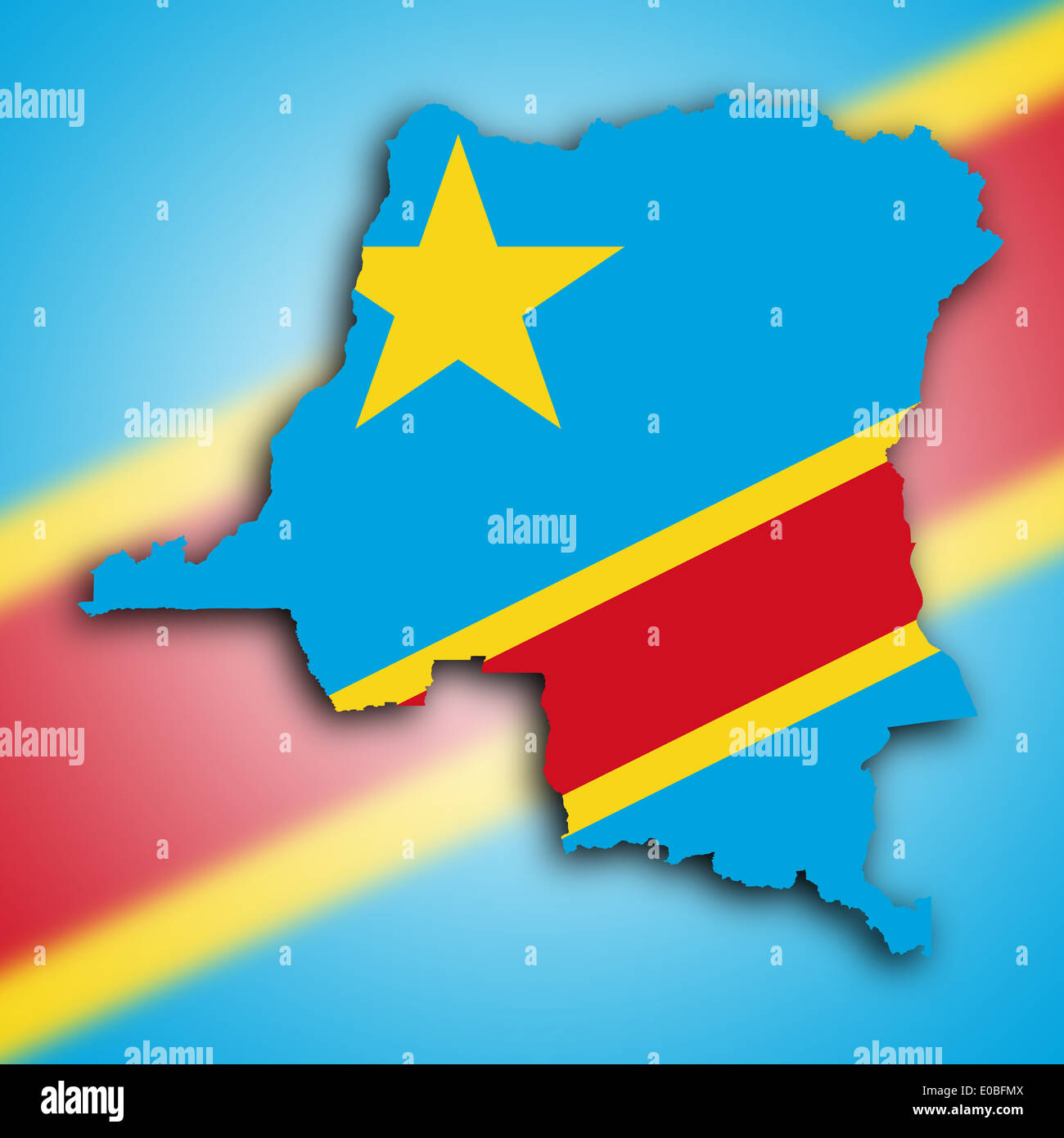 Map of Congo filled with the national flag Stock Photo - Alamy