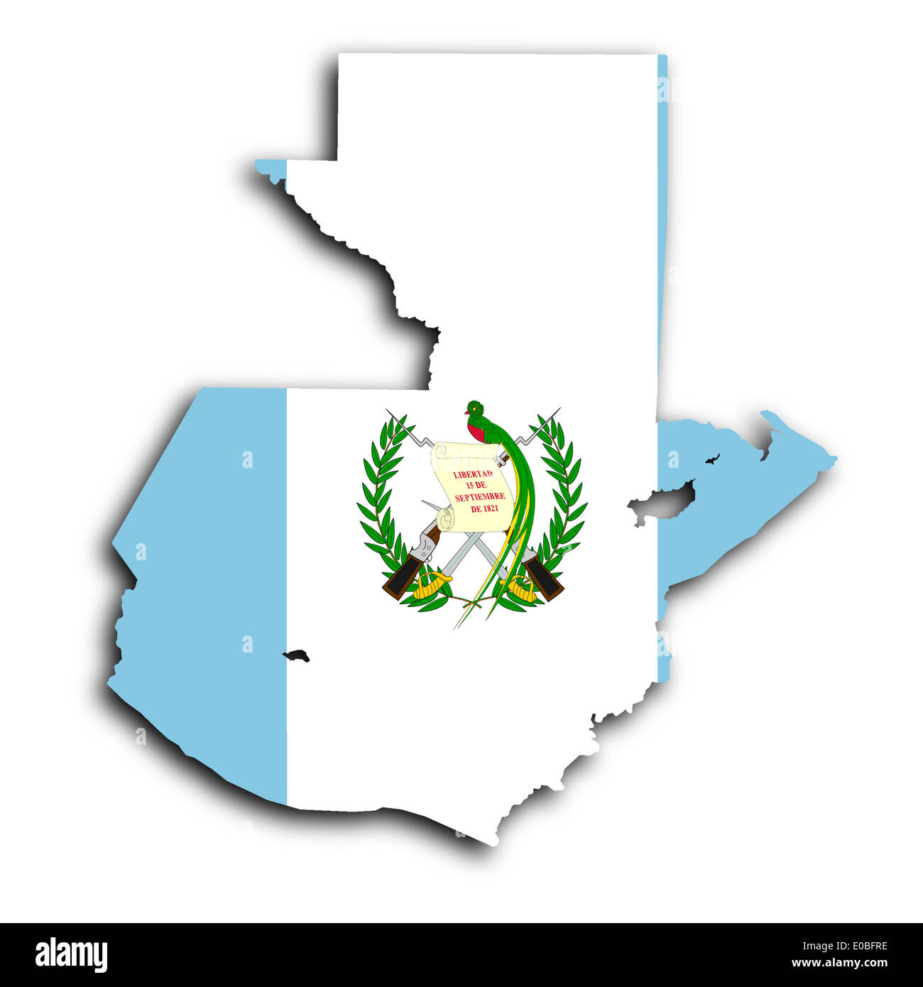Map of Guatemala filled with the national flag Stock Photo - Alamy