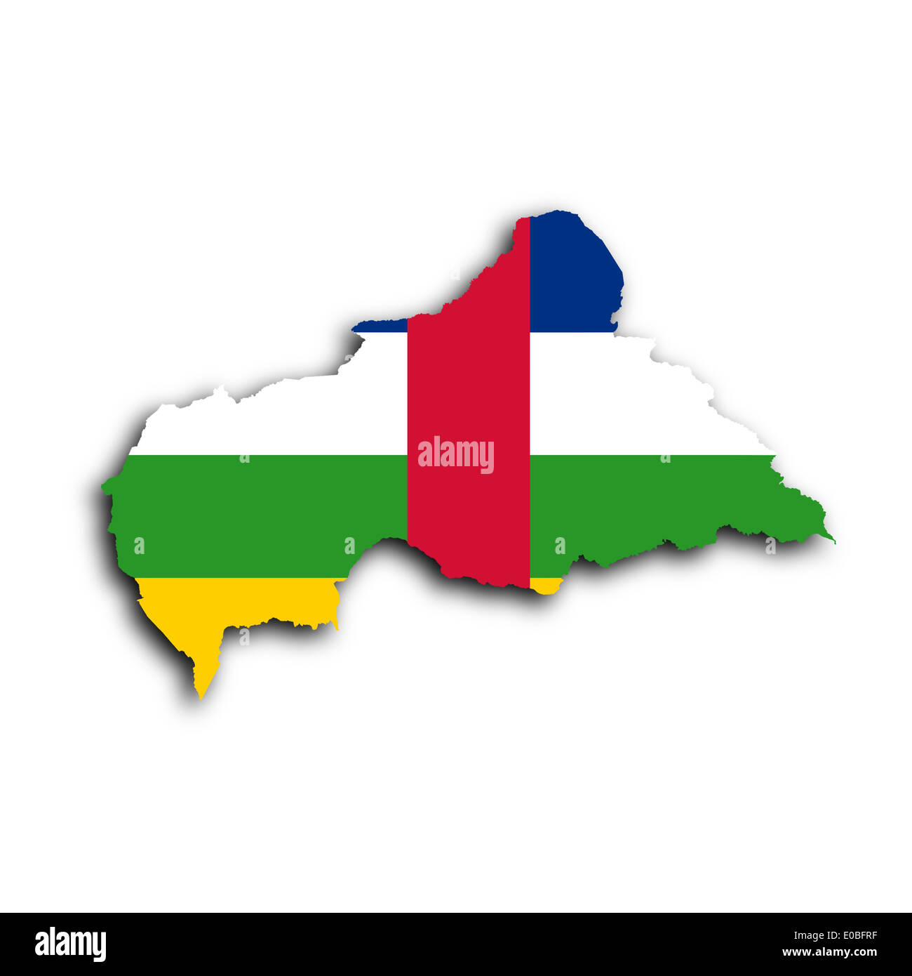 Map of the Central African Republic filled with the national flag Stock ...