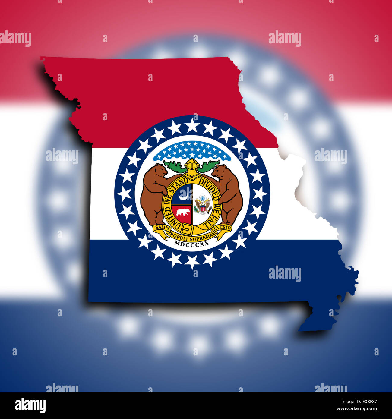 Map of Missouri filled with the state flag Stock Photo - Alamy