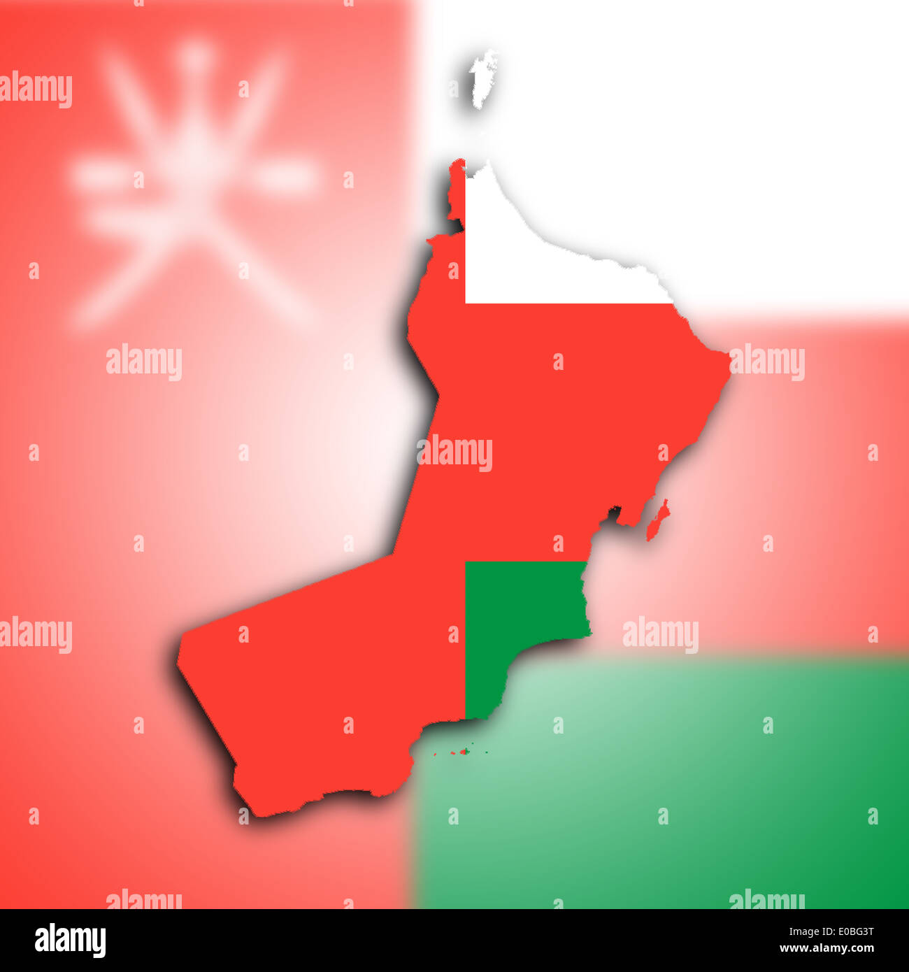 Map of Oman filled with the national flag Stock Photo - Alamy