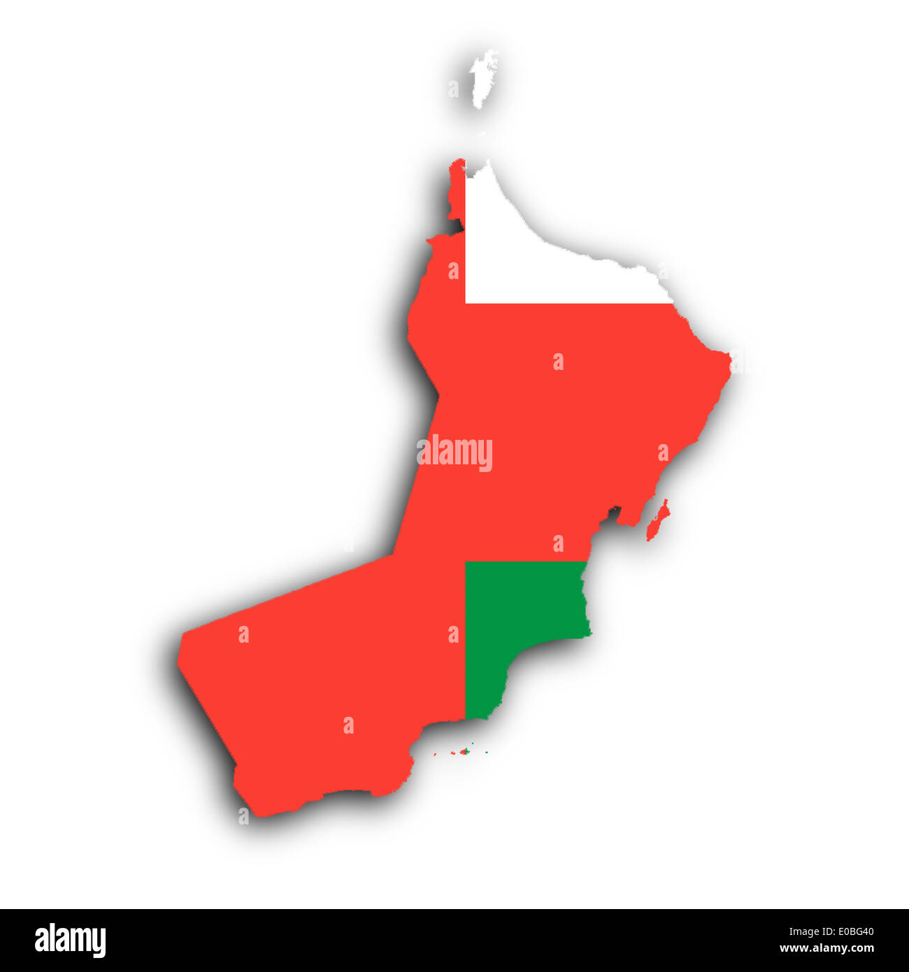Map of Oman filled with the national flag Stock Photo - Alamy