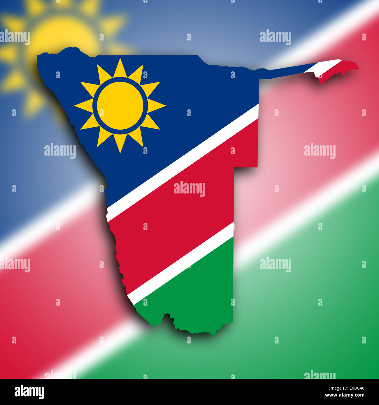 Map of Namibia filled with the national flag Stock Photo - Alamy