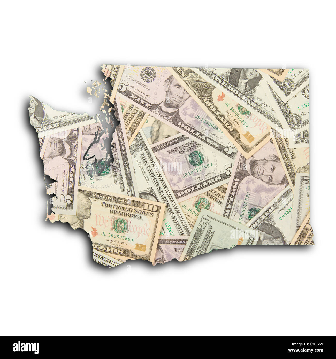 Map of Washington state filled with the state flag Stock Photo - Alamy