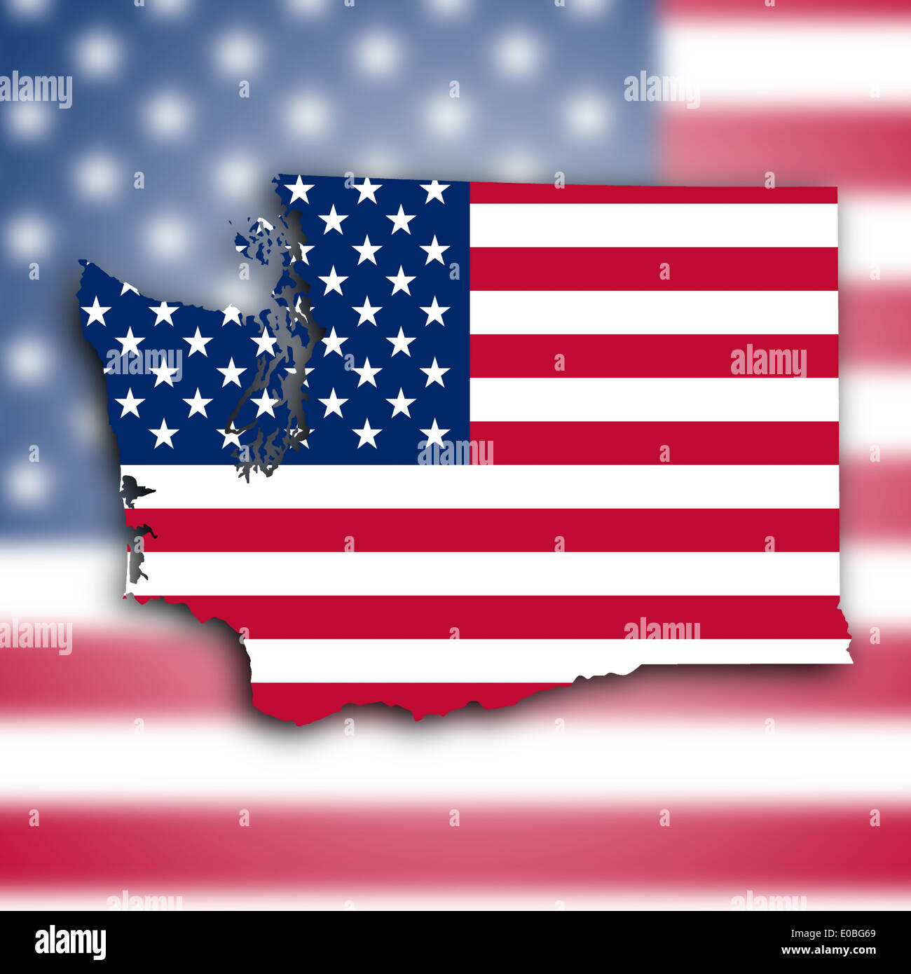 Map of Washington filled with the state flag Stock Photo - Alamy