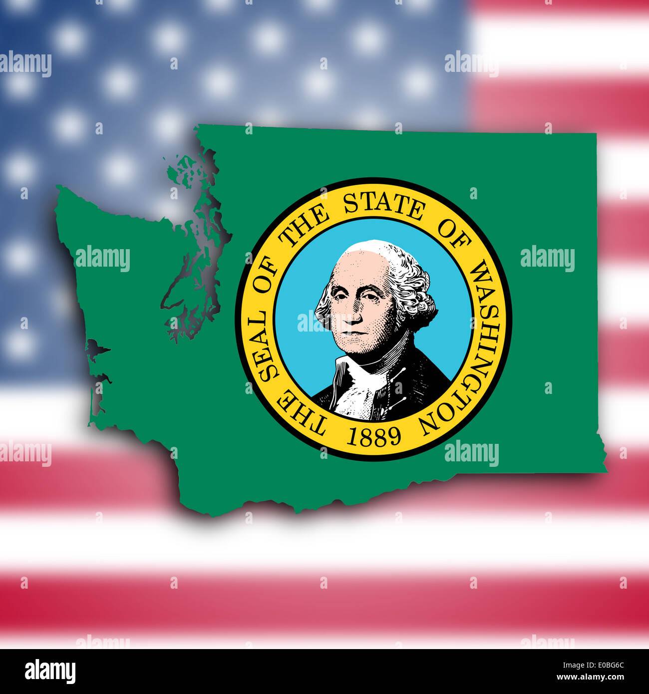 Map of Washington filled with the state flag Stock Photo - Alamy