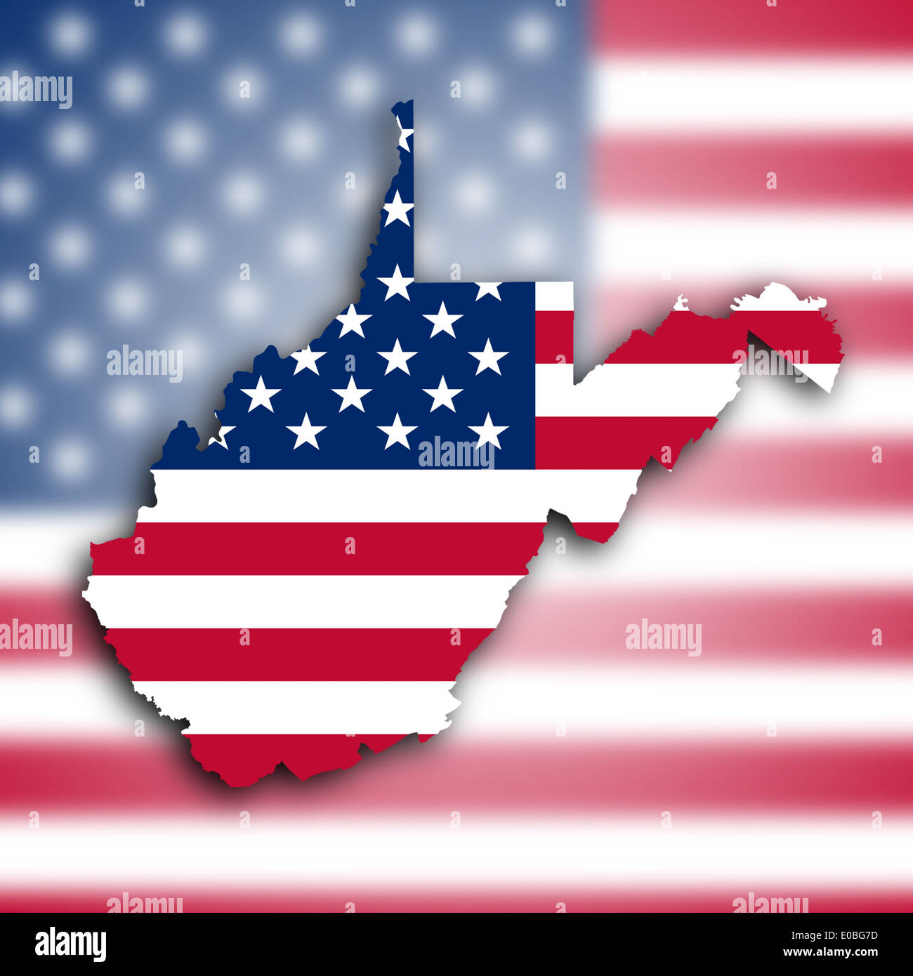 Map of West Virginia filled with the national flag Stock Photo - Alamy
