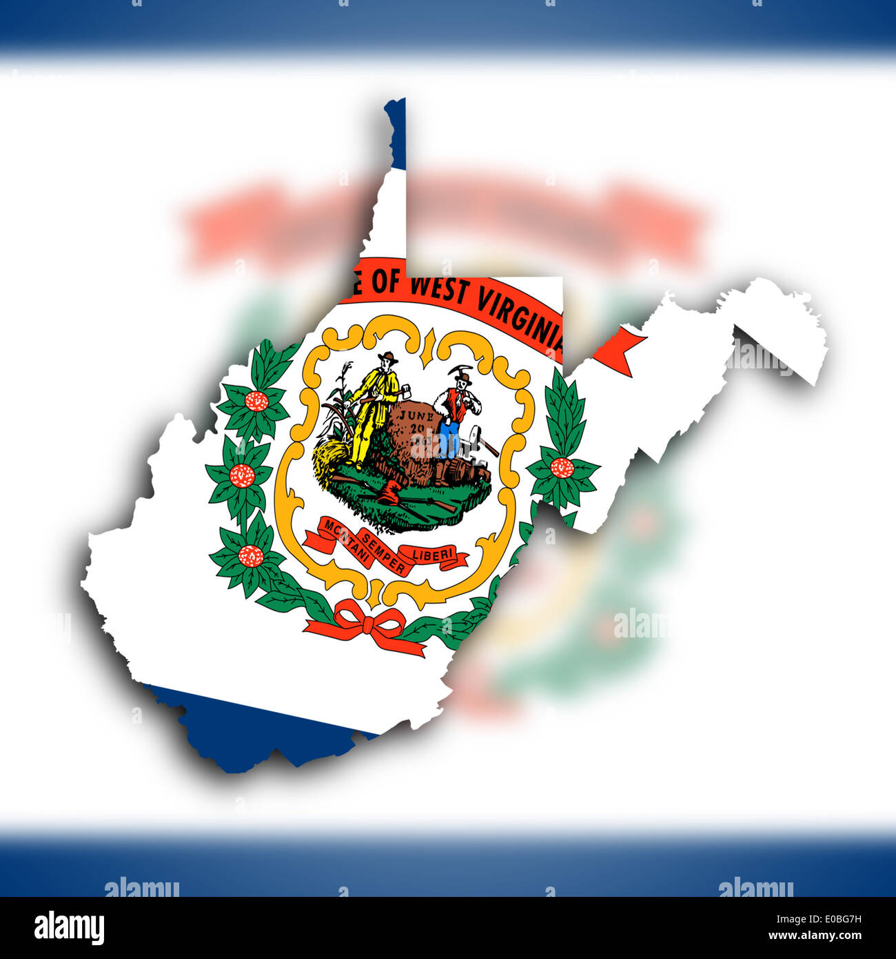 Map of West Virginia filled with the state flag Stock Photo - Alamy