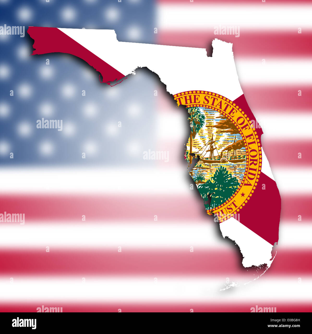 Map of Florida filled with the state flag Stock Photo - Alamy