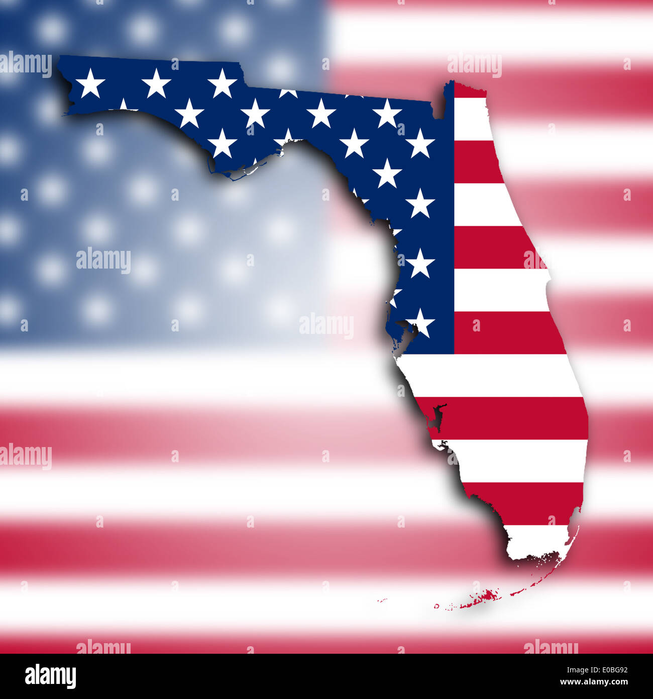 Map of Florida filled with the national flag Stock Photo - Alamy