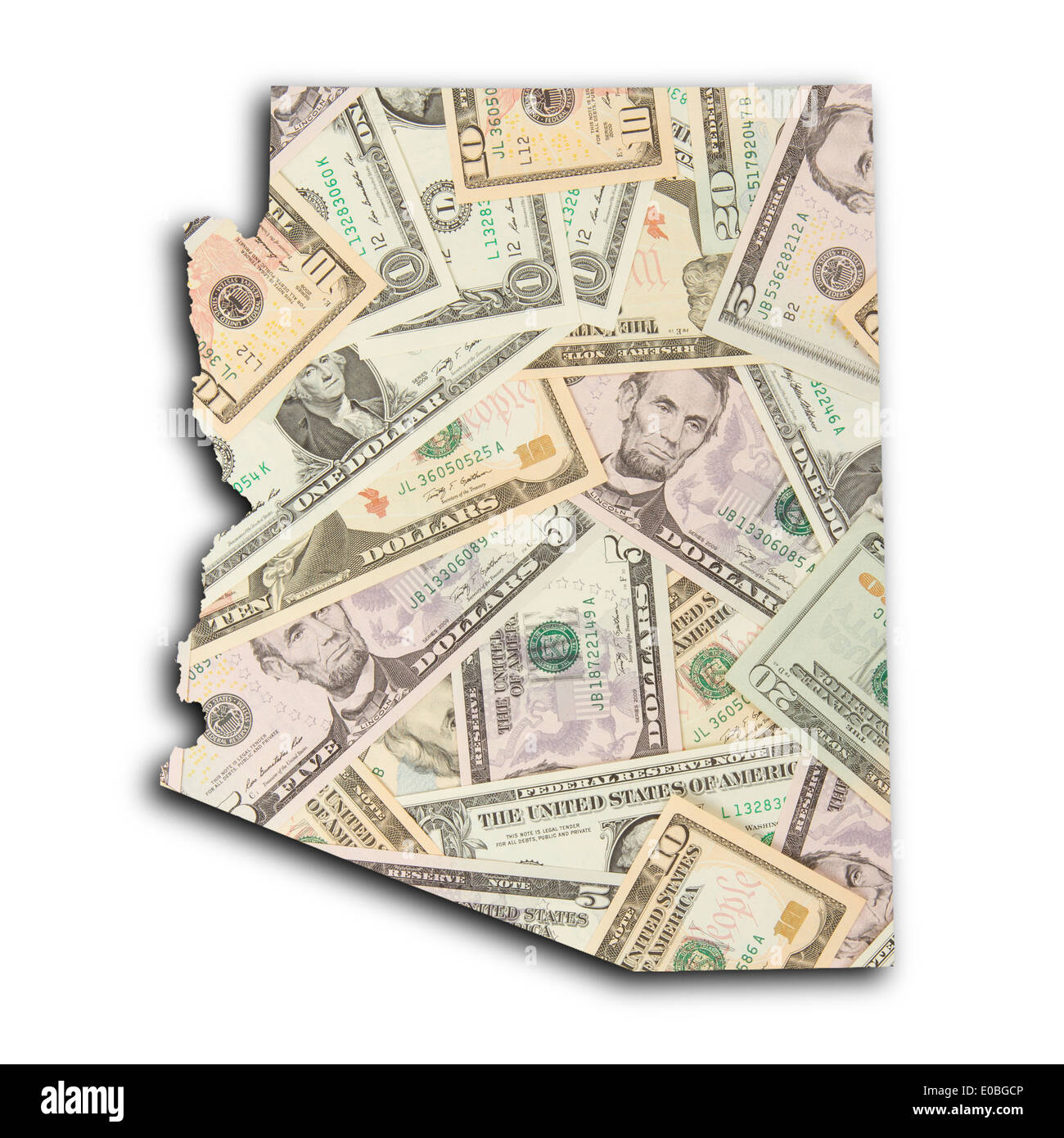 Map of Arizona filled with US dollars Stock Photo - Alamy