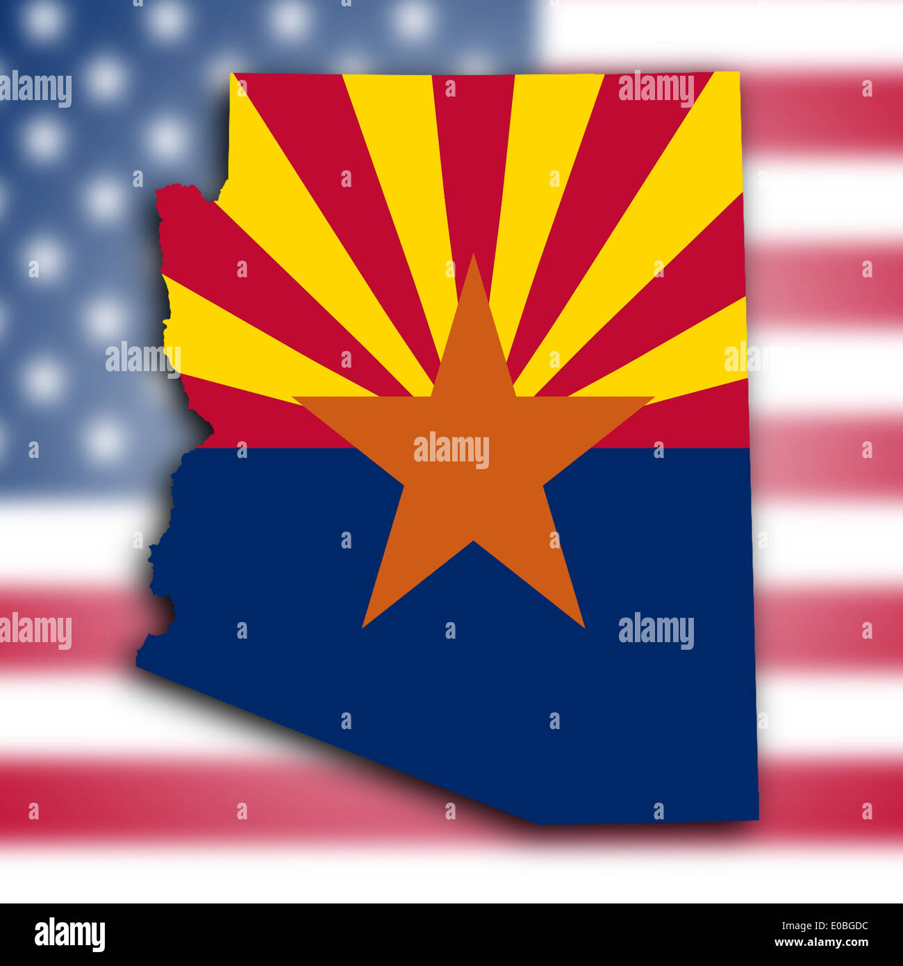Map of Arizona filled with the state flag Stock Photo - Alamy