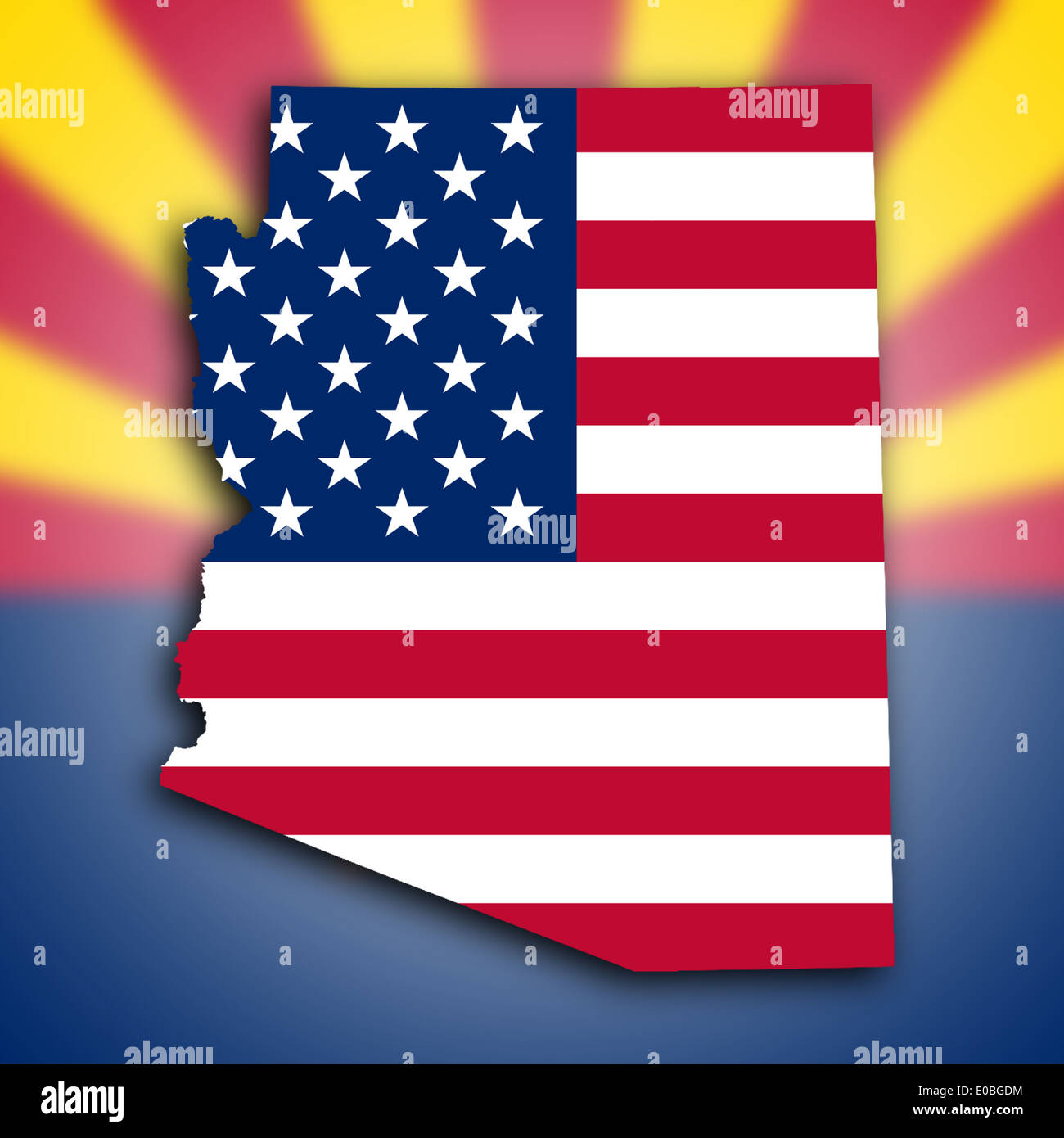 Map of Arizona filled with the national flag Stock Photo - Alamy