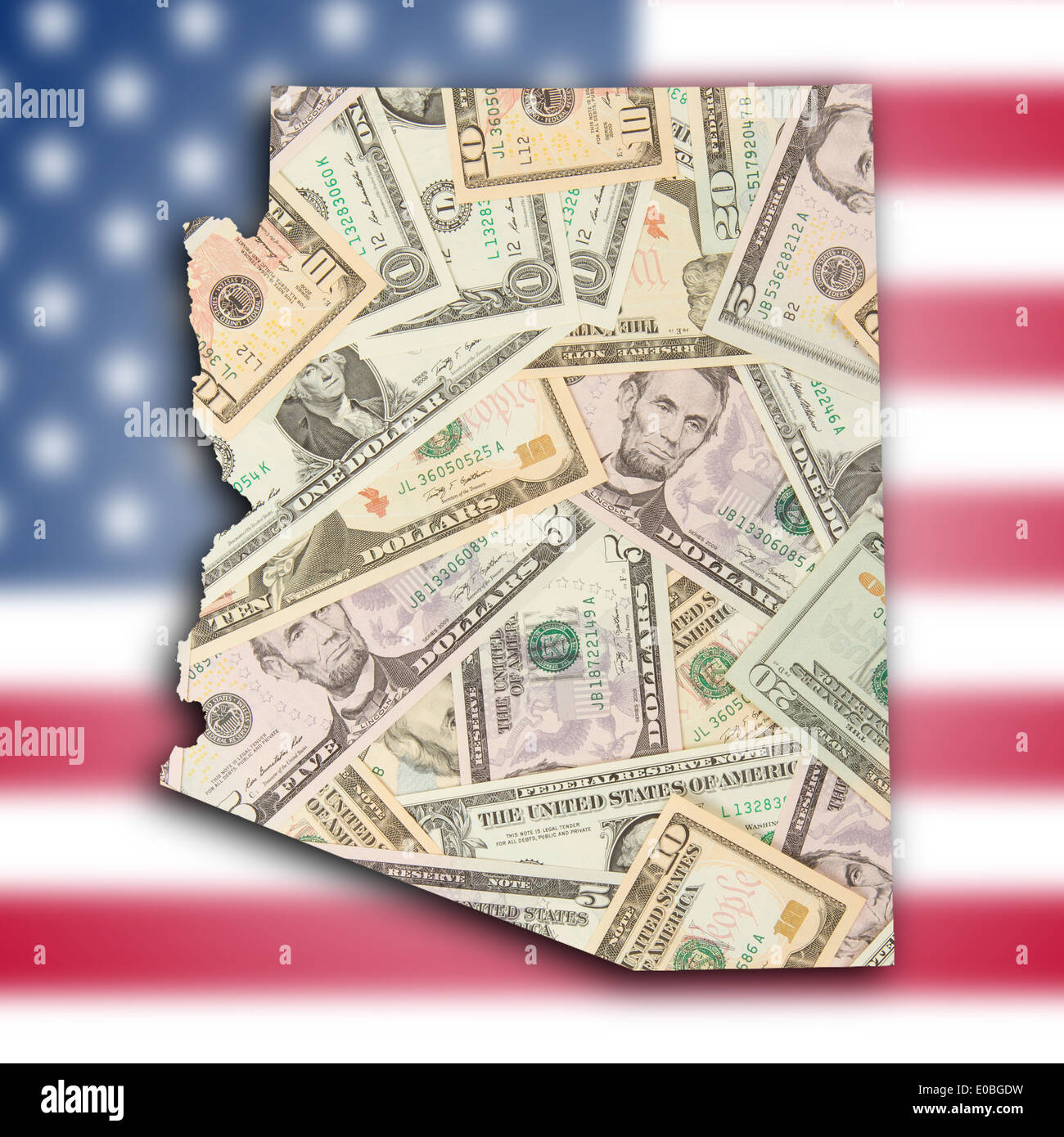Map of Arizona filled with US dollars Stock Photo - Alamy