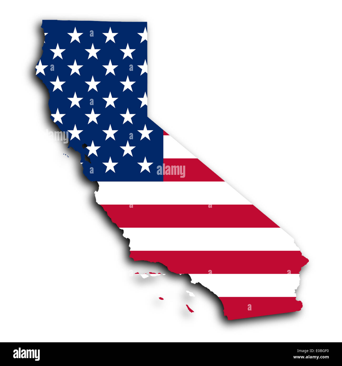 Map of California filled with the national flag Stock Photo - Alamy